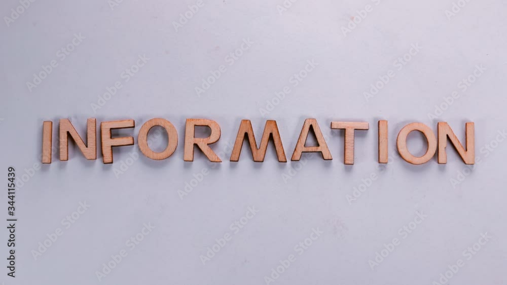 Word information. Word made by dancing letters made of wood. The right ...