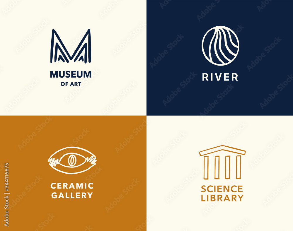 Logo set of Museum. Gallery vector collection. Stock Vector | Adobe Stock