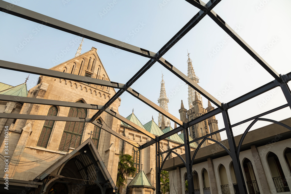 Detail of one of the facades of the Jakarta Cathedral, on the island of ...