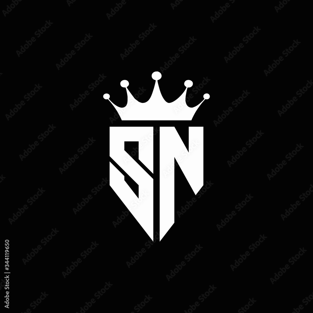 SN logo monogram emblem style with crown shape design template Stock ...