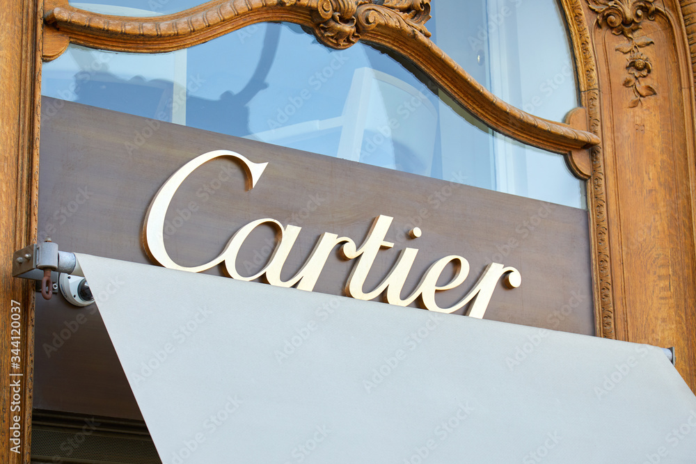 Cartier luxury store sign in Place Vendome on July 21, 2017 in Paris ...