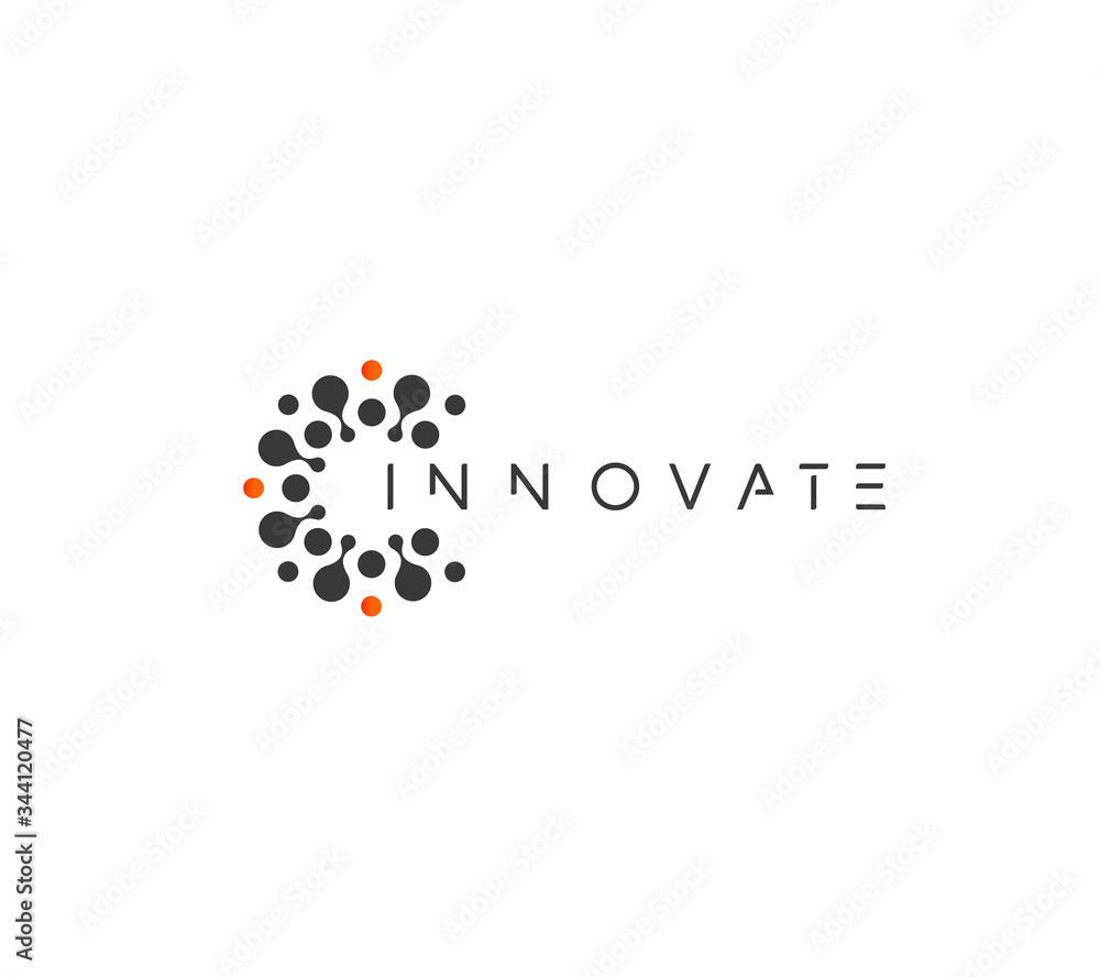 Innovate technology startup logo concept, round emblem, solution symbol ...