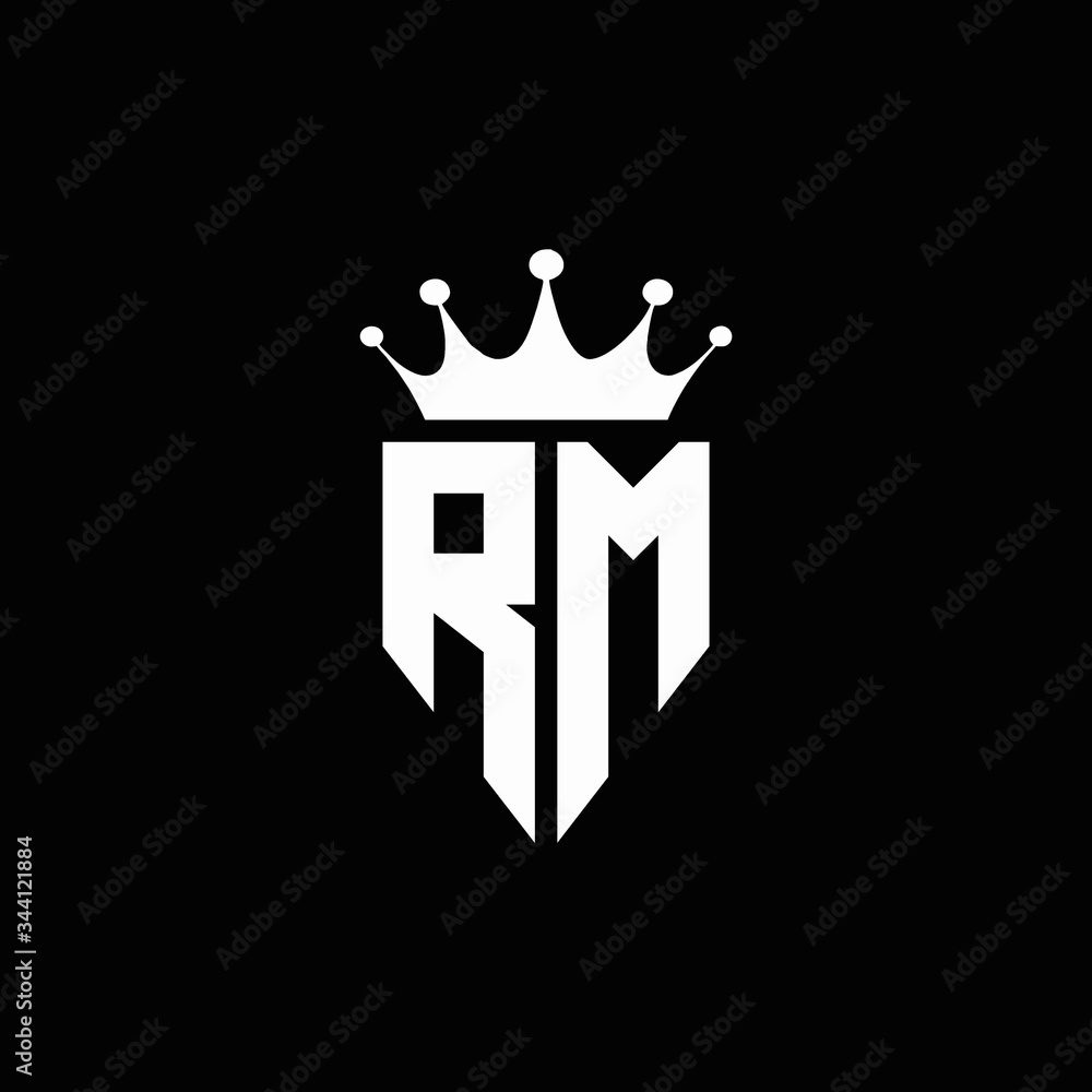 RM logo monogram emblem style with crown shape design template Stock ...