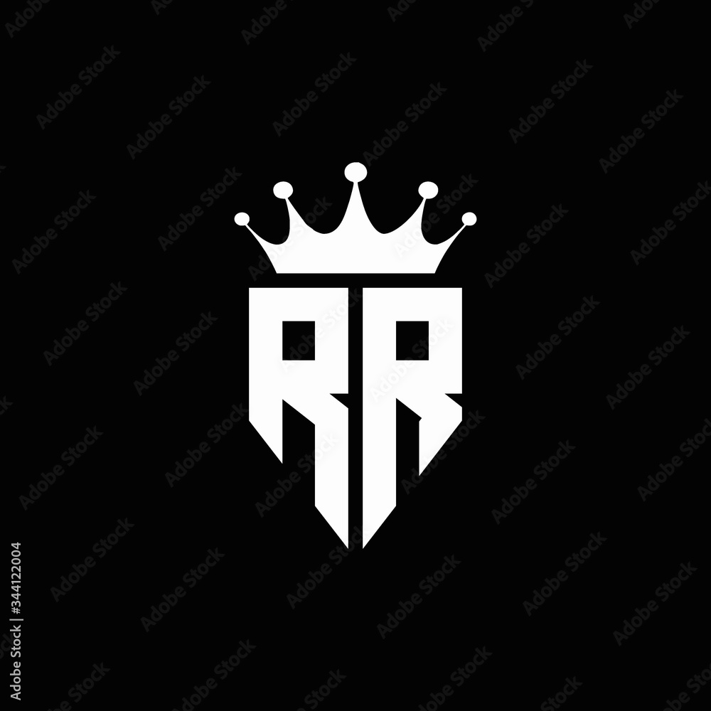 RR logo monogram emblem style with crown shape design template Stock ...