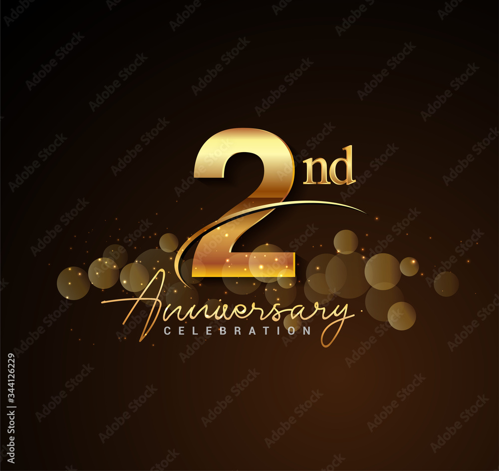 2nd golden anniversary logo with swoosh and sparkle golden colored ...