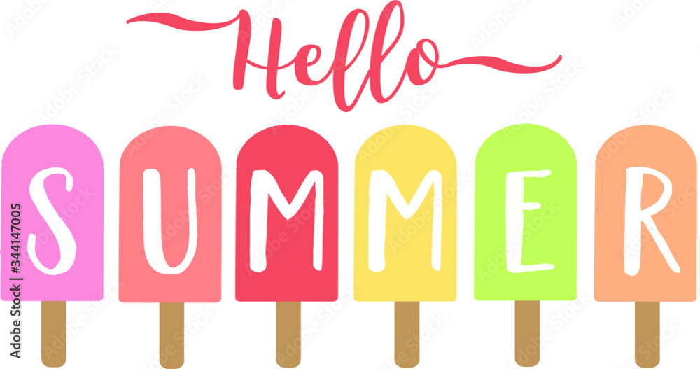 Hello Summer Popsicles Vector Illustration Stock Vector | Adobe Stock