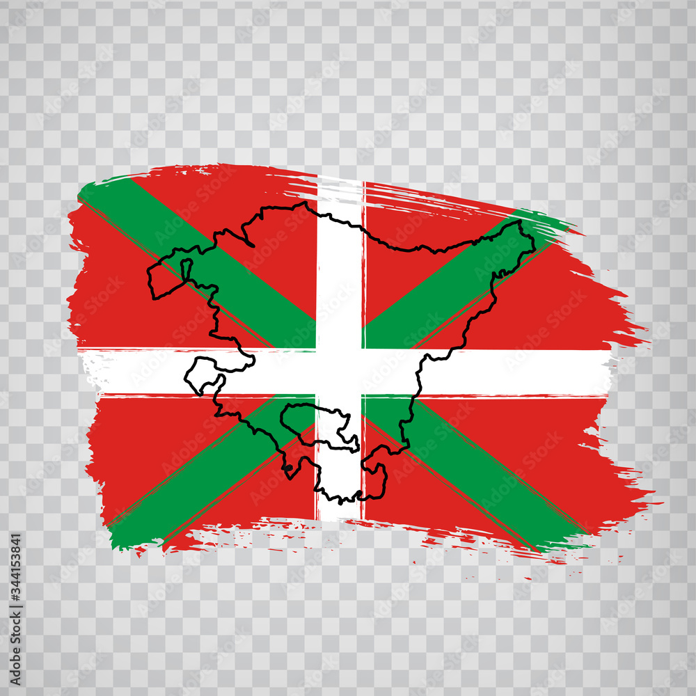 Flag of Basque Country from brush strokes. Blank map of Basque Country ...