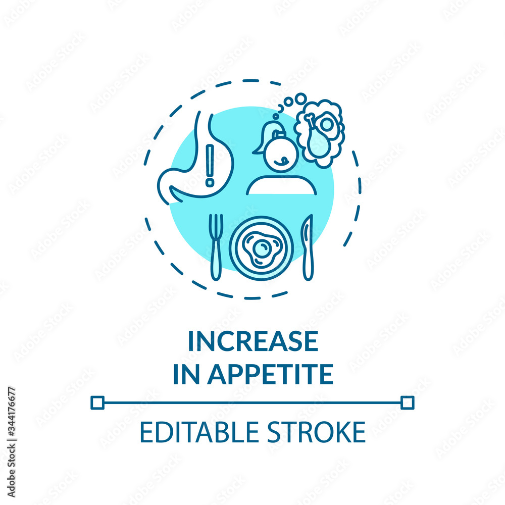 Increase in appetite concept icon. Cannabis use, weed smoking ...