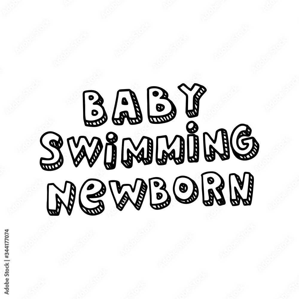 Sign Vector linear, contour lettering Swimming pool for Newborns ...