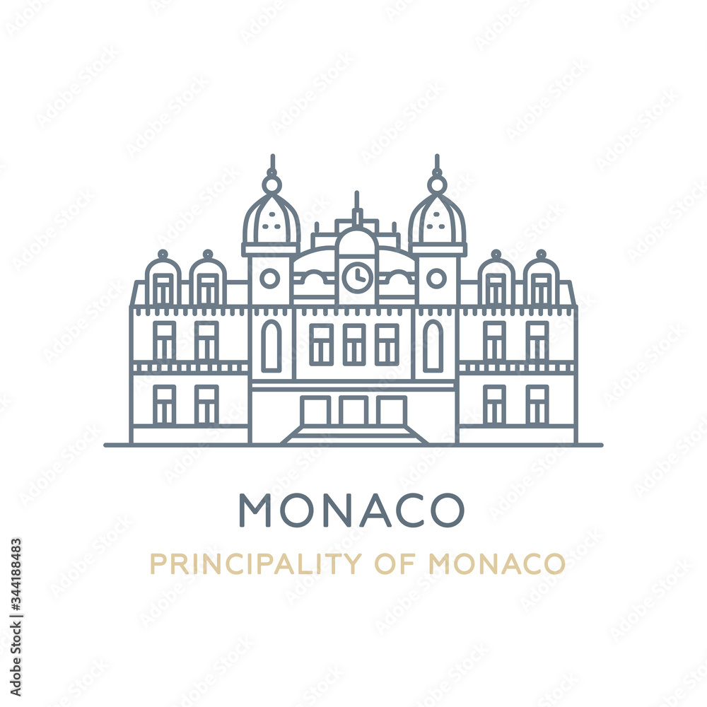 Stockvector Monaco city, Principality of Monaco. Line icon of the ...