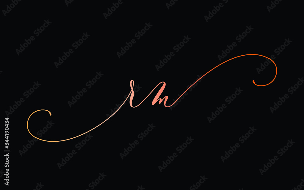 rm or r, m Lowercase Cursive Letter Initial Logo Design, Vector ...