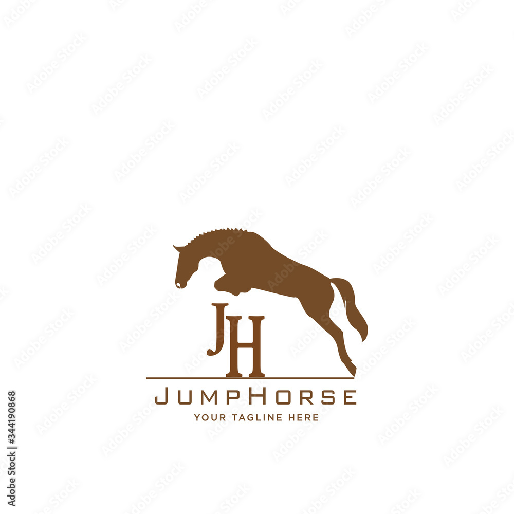 simple modern elegance logo vector design of jumping horse for your ...