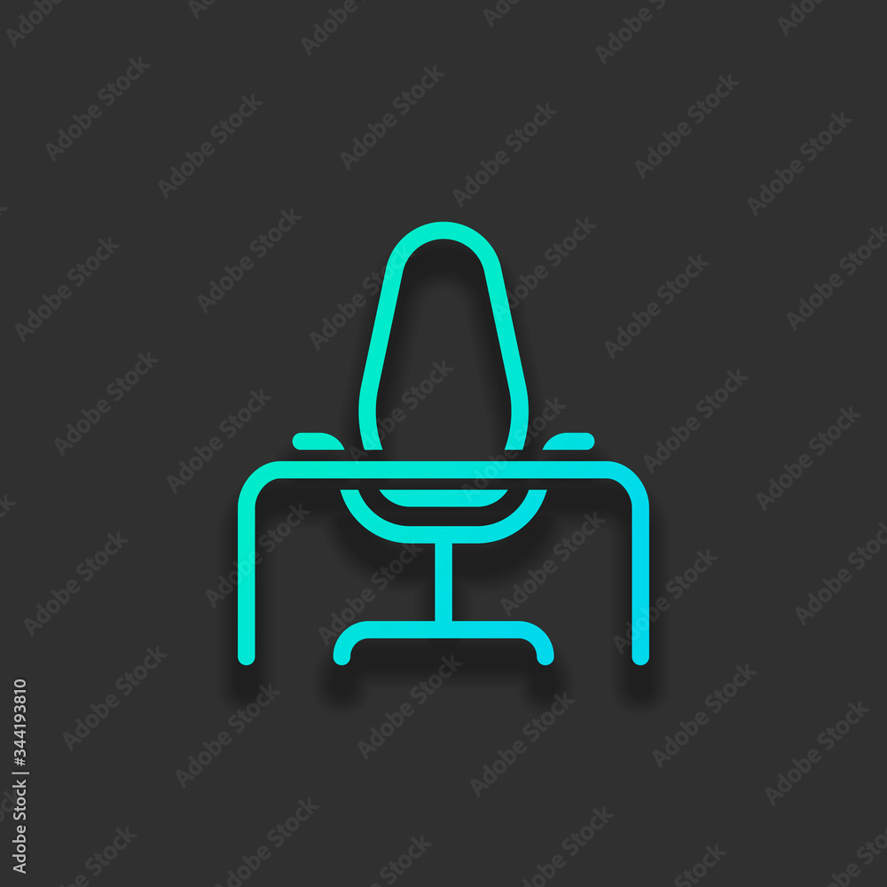 Office chair and table, outline linear icon. Colorful logo concept with ...