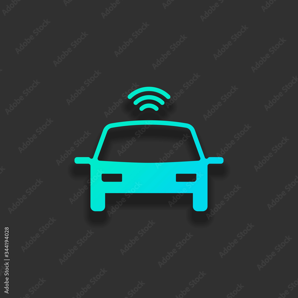 Smart car, modern autonomous auto, automatic transport, technology icon ...