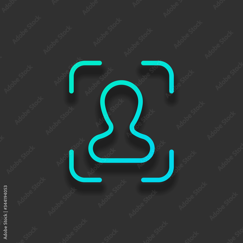 Take a photo, man in autofocus, outline linear icon. Colorful logo ...