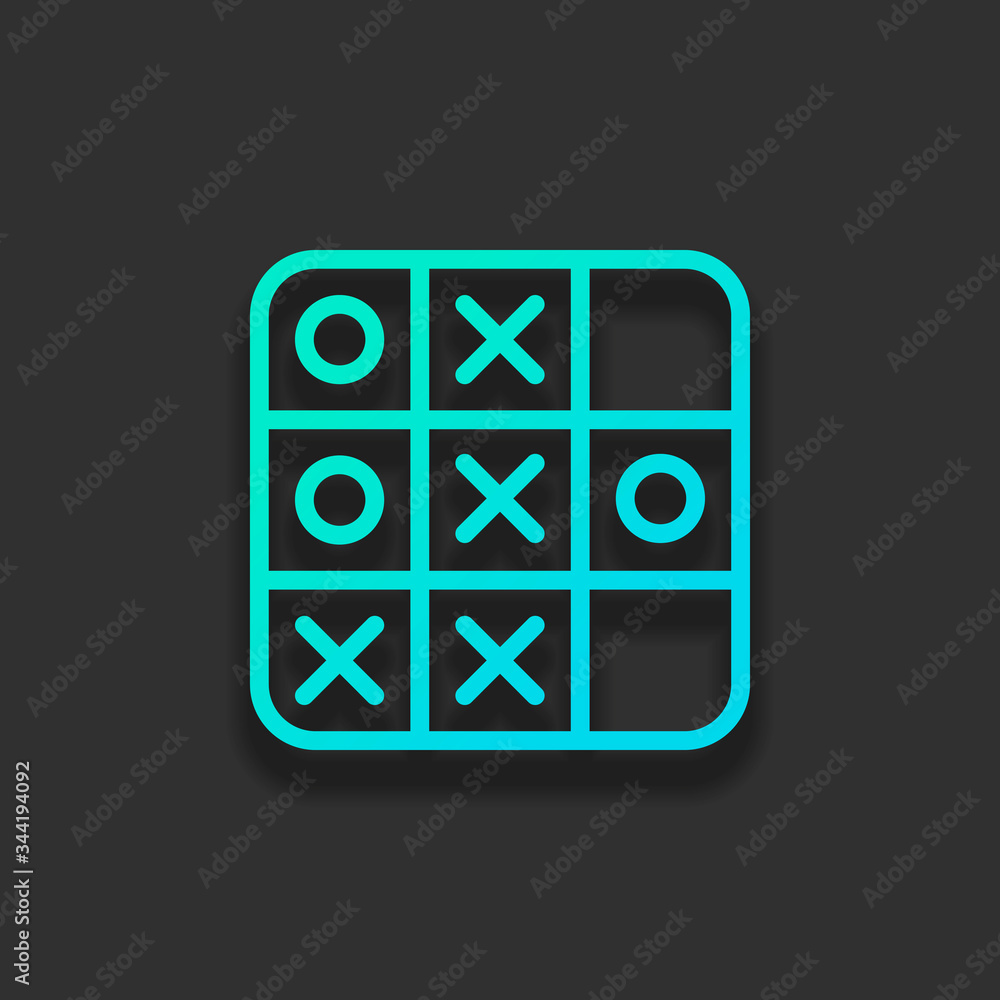 Tic tac toe game, linear outline icon. Colorful logo concept with soft ...