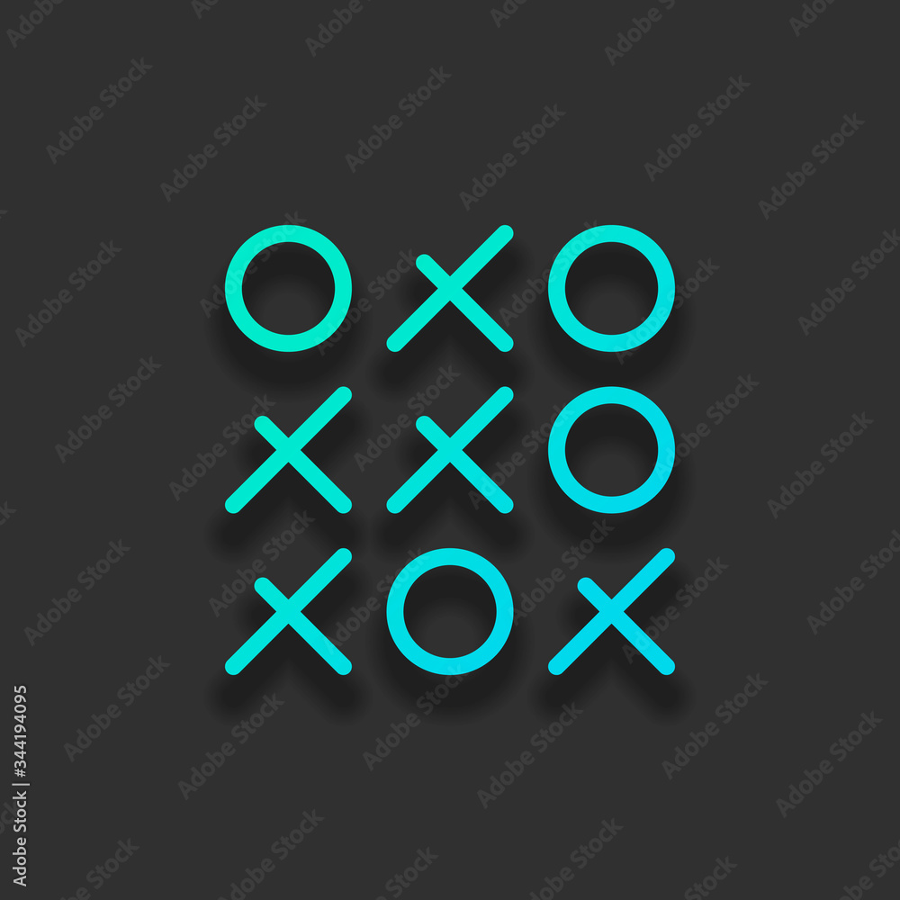 Tic tac toe game, linear outline icon. Colorful logo concept with soft ...