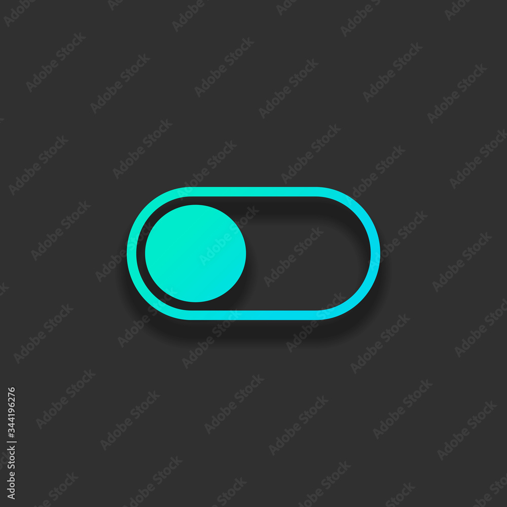 switch off, app slider. Colorful logo concept with soft shadow on dark ...