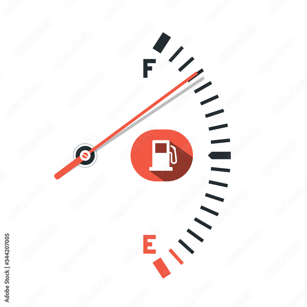 Gasoline Level Gauge. Vector Fuel Indicator Symbol with Pump Icon ...