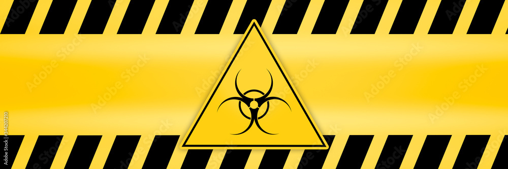 Danger ribbon and sign Attention biohazard and falling warning signs ...