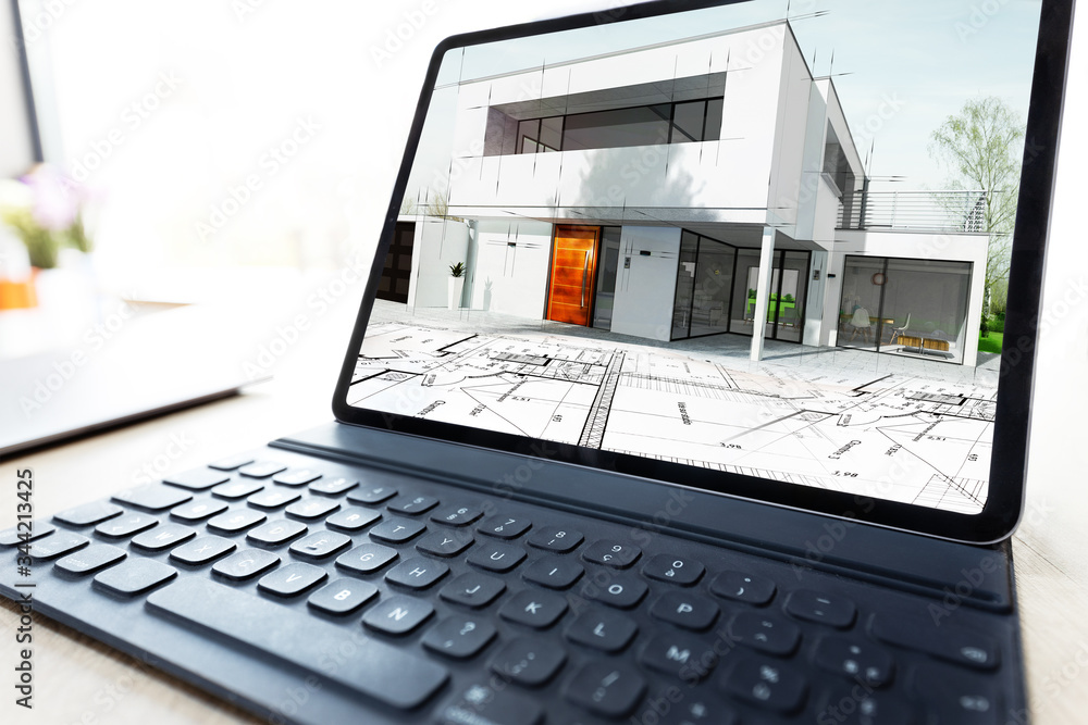 Présentation d'un projet d'architecte de construction d'une maison individuelle 3D sur ...