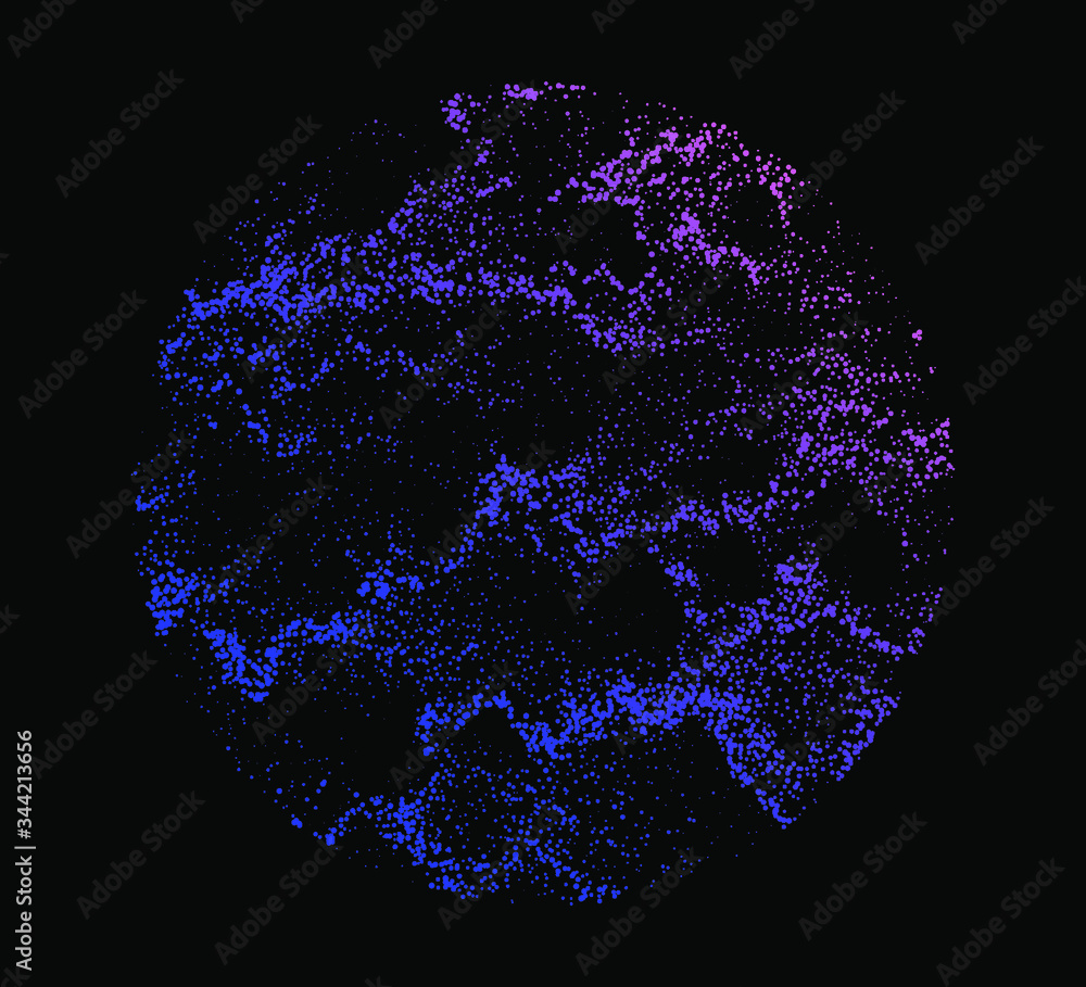 Dotted sphere made with Generative art algorithm - Perlin gradient simplex noise for texture ...