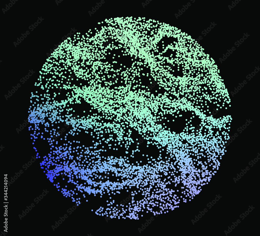 Dotted Sphere Made With Generative Art Algorithm Perlin Gradient Simplex Noise For Texture
