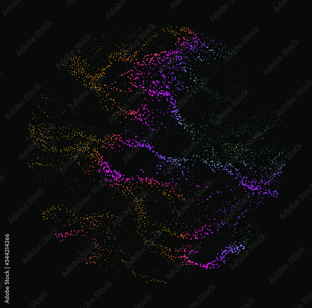 Dotted sphere made with Generative art algorithm - Perlin gradient simplex noise for texture ...