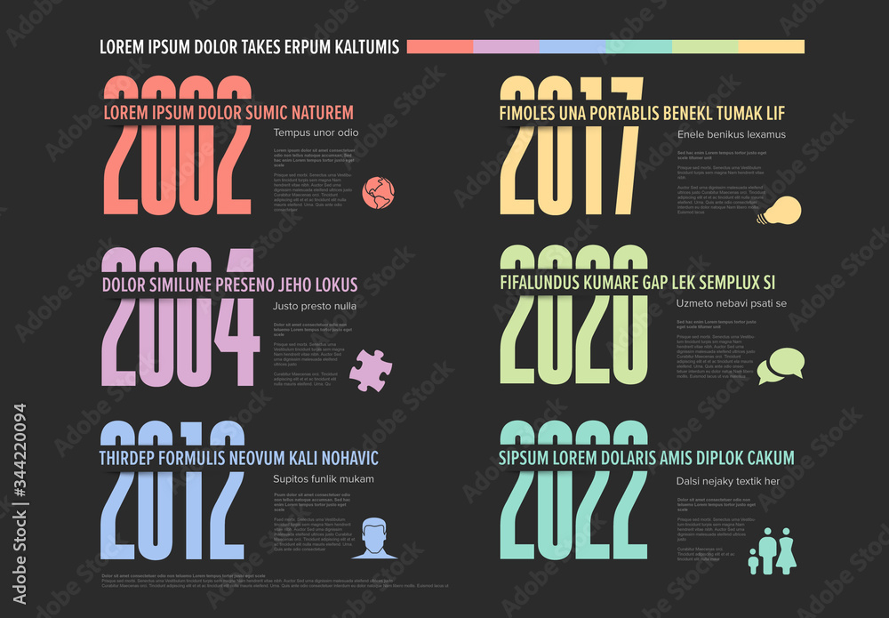 Timeline Layout with Big Year Numbers Stock Template | Adobe Stock