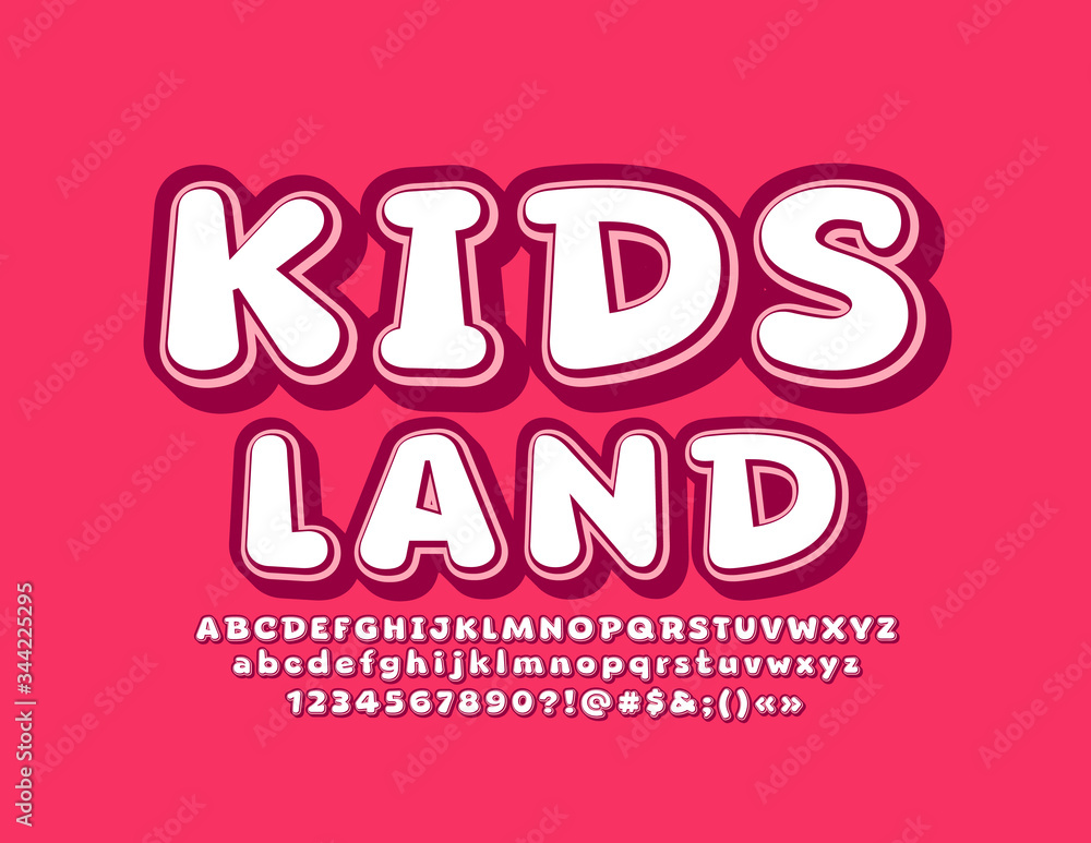 Vector playful logo Kids Land with creative Font. Comic style Alphabet ...