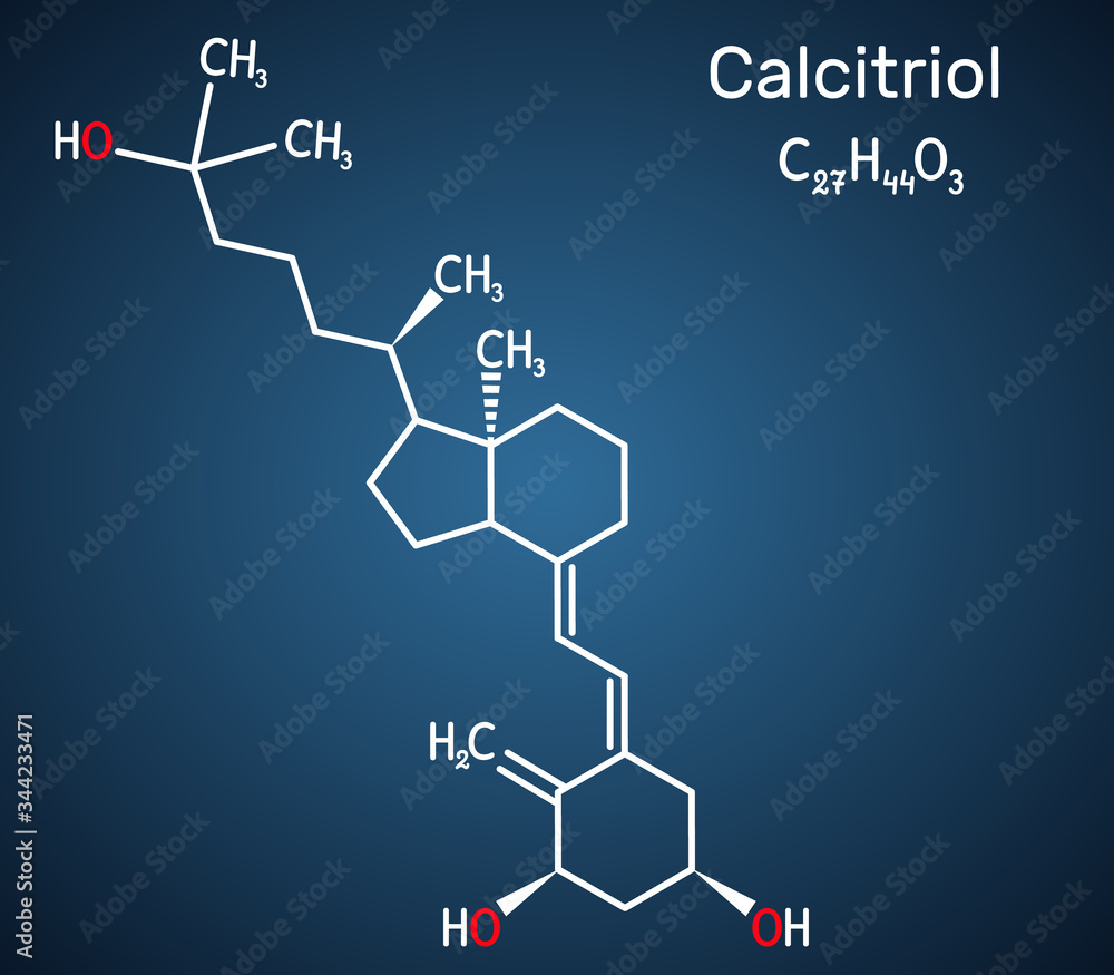 Calcitriol, vitamin D, C27H44O3 molecule. It is hydroxycalciol, member ...