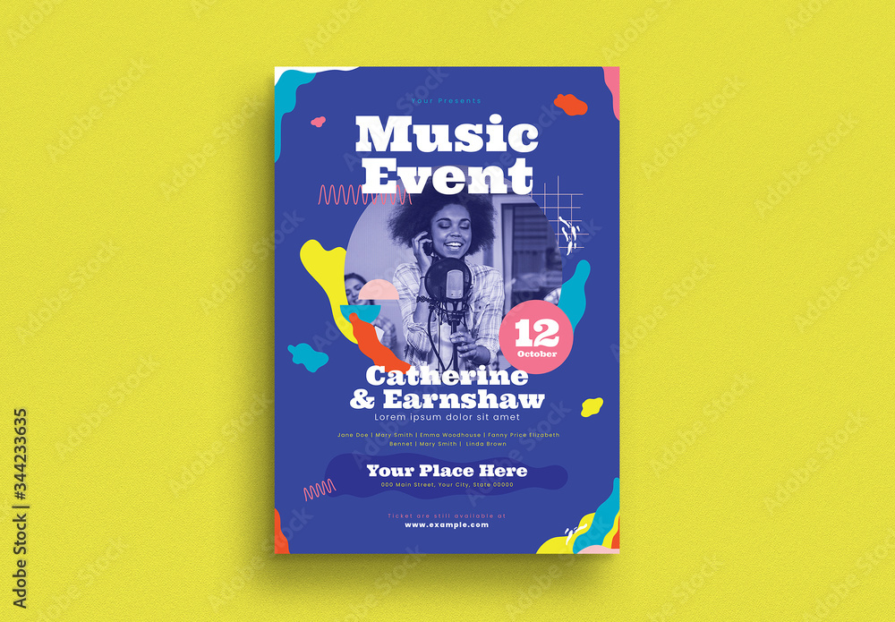 Music Event Flyer Layout Stock Template | Adobe Stock