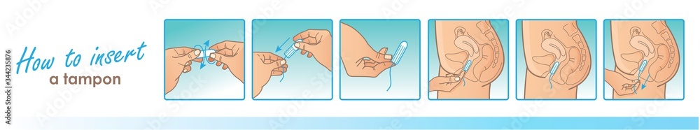How to using a tampon without applicator. Vector instruction how to ... How to using a tampon without applicator. Vector instruction how to ...