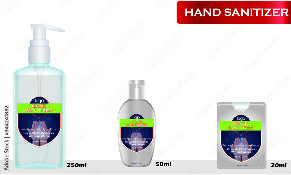 Hand sanitizer label design vector graphic template for packaging ...