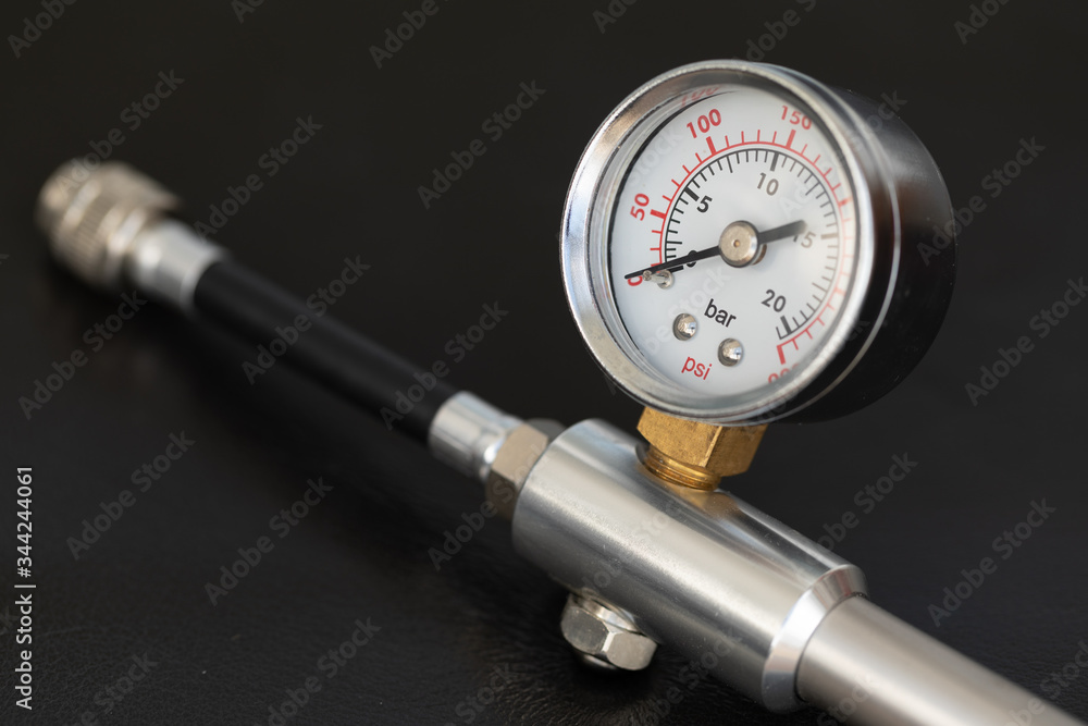 Round device for pressure measurement. Dial gauge. Pressure gauge at ...