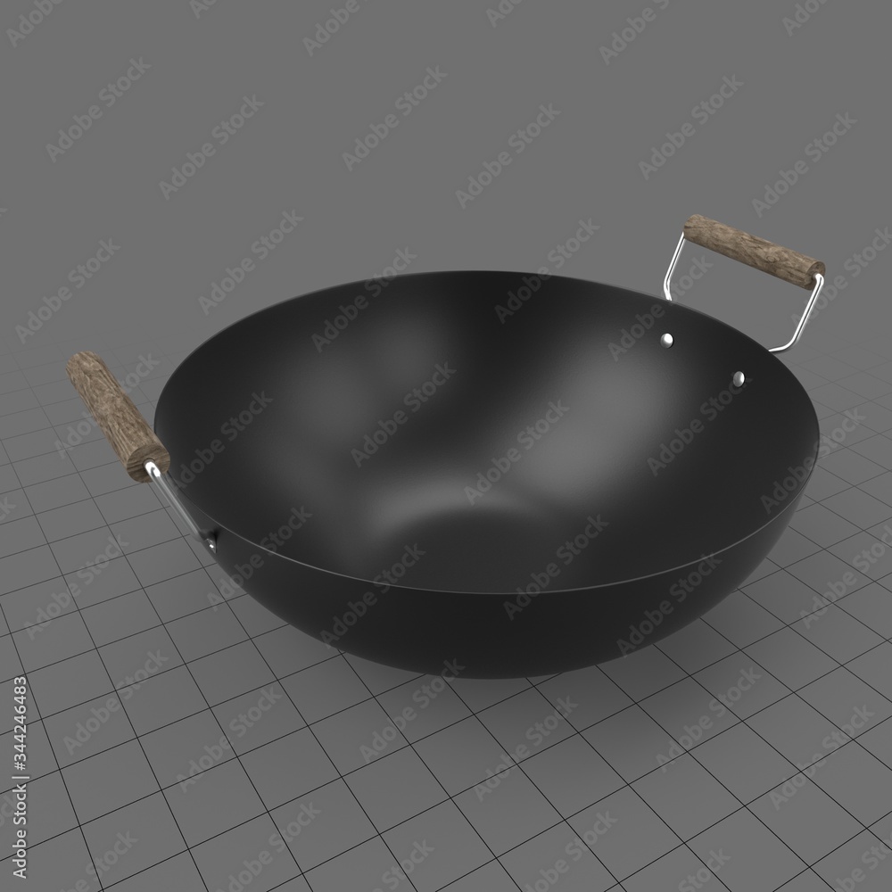 Double handled wok Stock 3D asset | Adobe Stock
