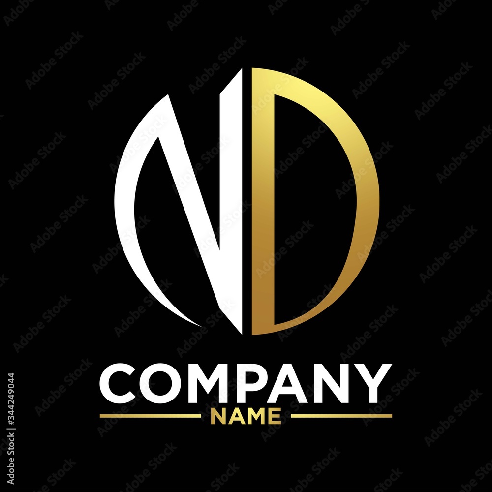 ND initials circle logo monogram designs modern templates luxurious ...