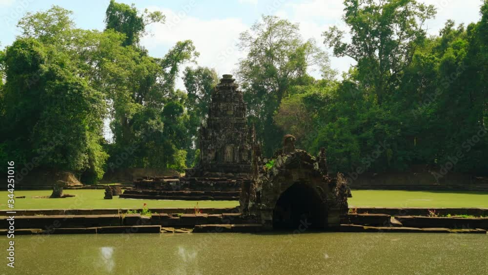 Temple of Neak Pean or Neak Poan Surrounded by Jayatataka Baray Lake at ...