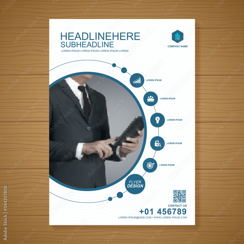Corporate business cover a4 template and flat icons for a report and ...