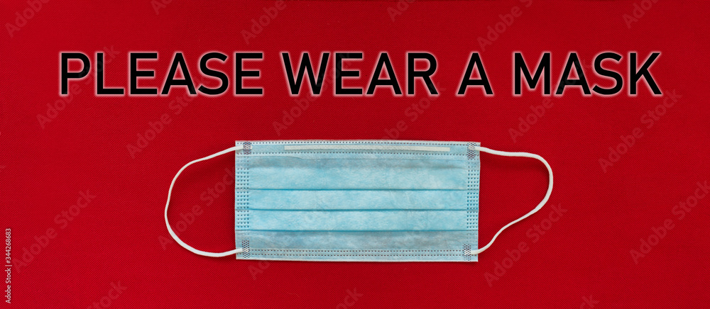 Please wear a face mask sign banner with compulsory mask and text ...