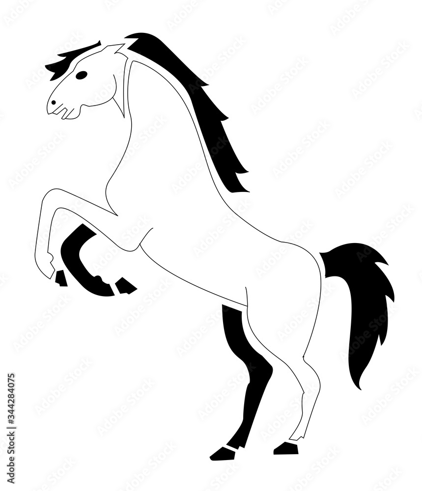 Caballo a dos patas, relinchando. Yegua. Potro. Potrillo. Stock ...