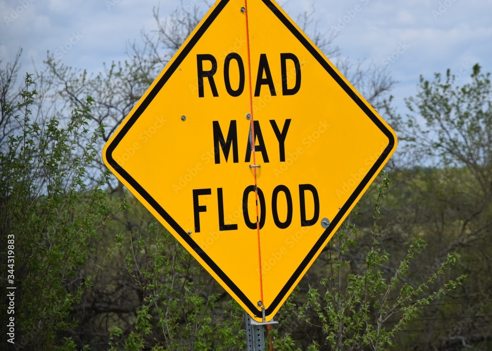 Road May Flood Sign Stock Photo | Adobe Stock