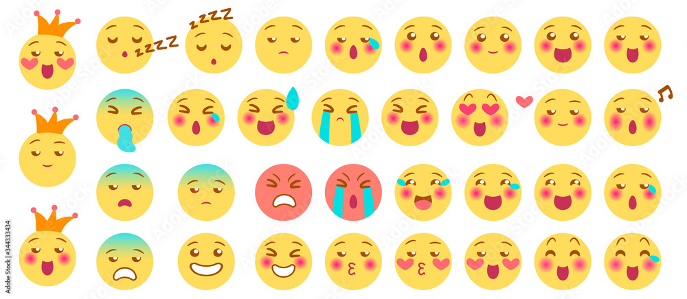Vecteur Stock Vector illustration, yellow emoji big set. High quality ...