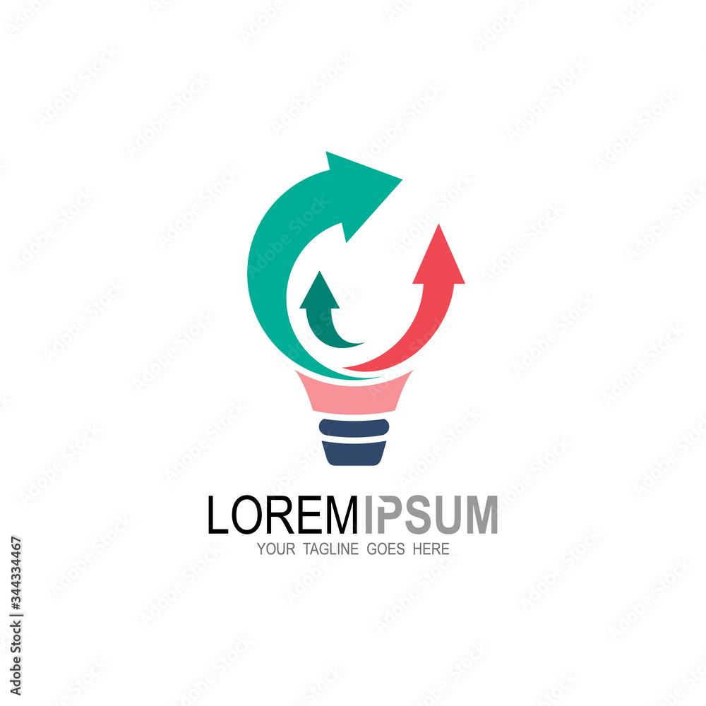 Bulb logo arrow vector design, Light bulb and arrows icon. Electric ...