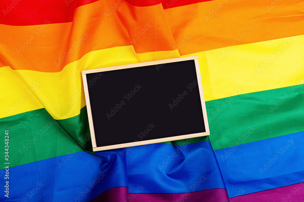 Mockup made with the LGBT pride flag with copy space. Concept of the ...