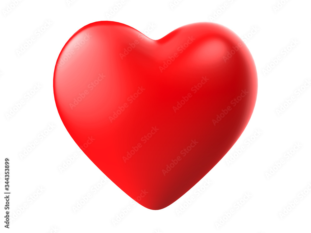 Red heart glossy shape isolated on white background with clipping path ...