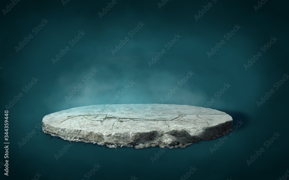 crack concrete floor isolated in 3D illustration circle cross section ...