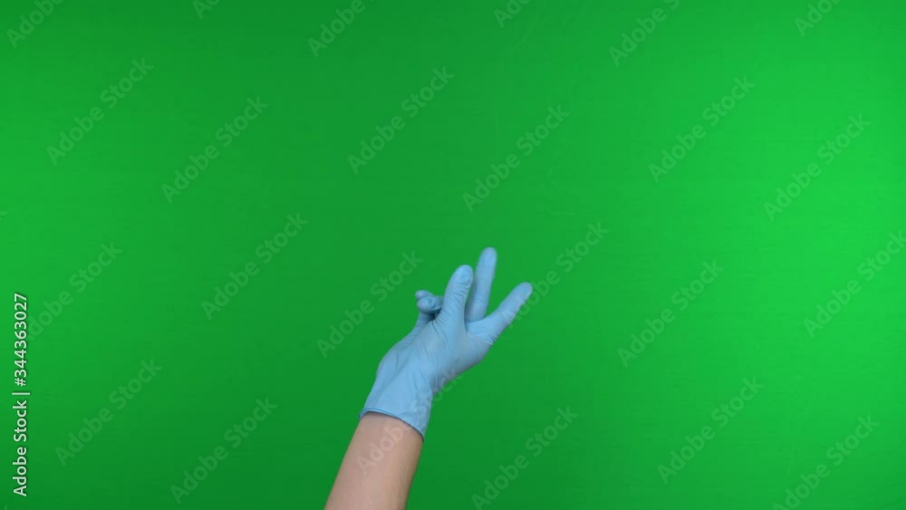 Man hand in medical glove snapping finger gesture. Living easy concept ...