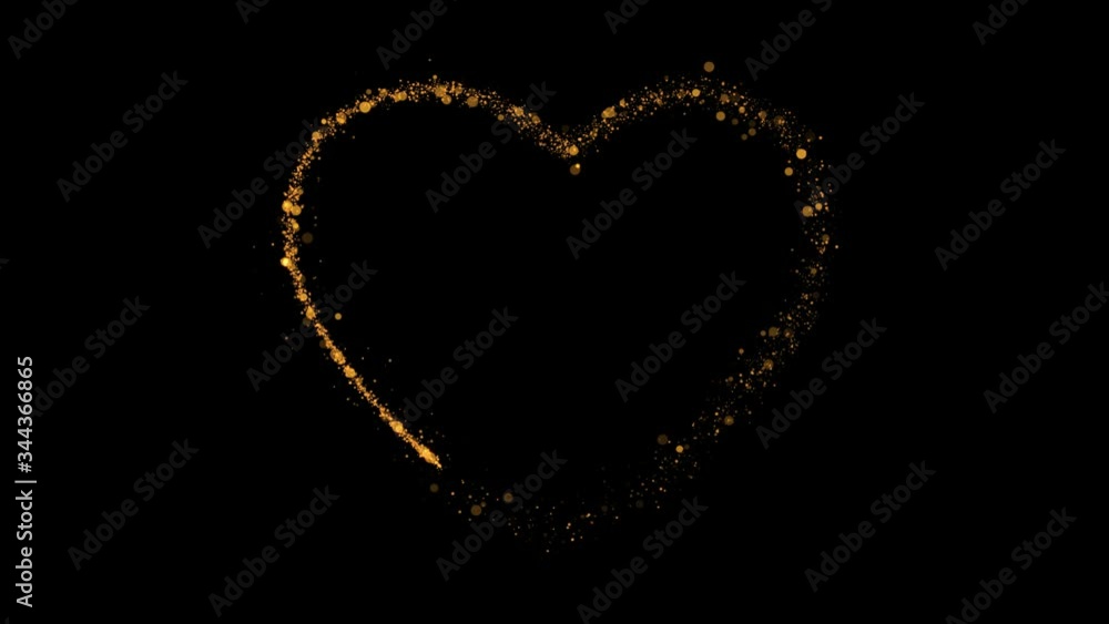 Sparkling glitter creating shining heart. Fairy tale look particle dust ...