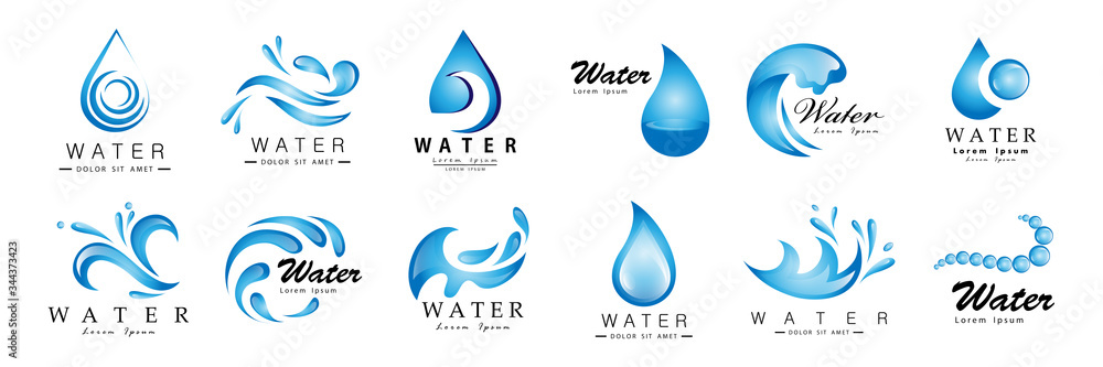 Water Splash Vector And Drop Set - Isolated On White. Abstract Vector ...